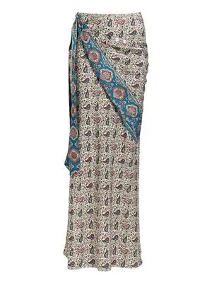 Rabanne Paisley Satin Maxi Skirt - Multi Print