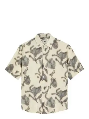 Nn07 Freddy Printed Twill Shirt Ecru