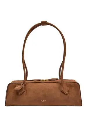 Alaïa Le Teckel Medium Suede Shoulder Bag Tan