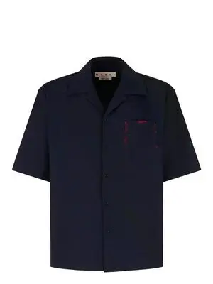 Marni Embroidered Short-sleeve Shirt - Blue