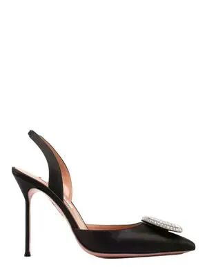 AQUAZZURA Crystal Hoop Slingback Pumps - Black