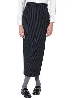 Thom Browne Pinstriped Pencil Skirt - Blue