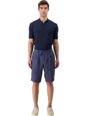 AUTORE Bermuda Olbias In Lino - Blue Navy