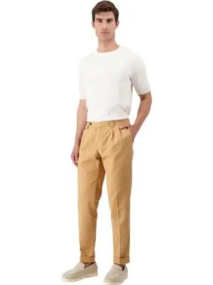 AUTORE Bg02 Cotton And Linen Trousers - Beige