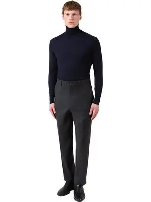 AUTORE Cooper Merino Wool Turtleneck Knit Top - Blu