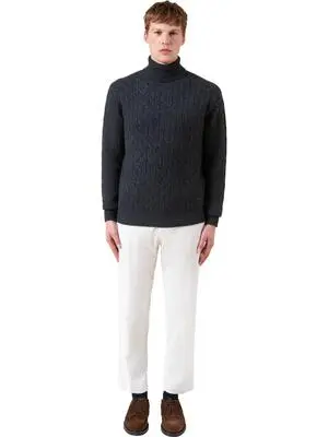 AUTORE Wool And Cashmere Curtis Turtleneck Sweater Grigio
