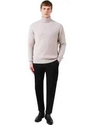 AUTORE Wool And Cashmere Curtis Turtleneck Sweater - Beige
