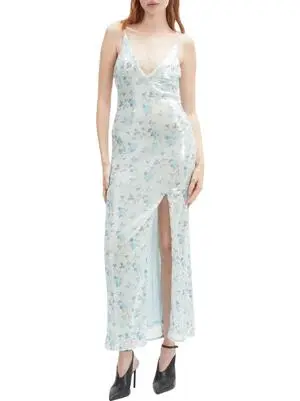 Bardot Lois Sequin Column Dress - Baby Blue Floral