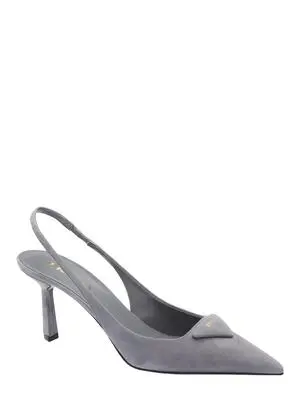 Prada Logo Slingback Pump - Ghiaia