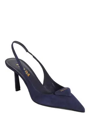 Prada Logo Slingback Pump - Navy