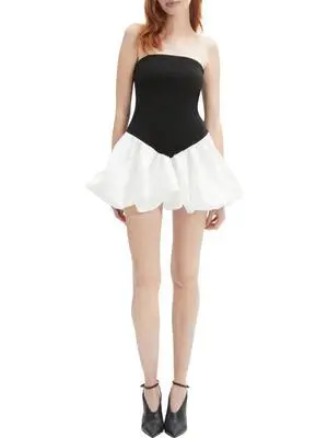 Bardot Vega Strapless Mini Dress - Black/ White