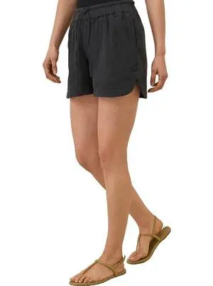 PACT Curved Hem Organic Cotton Gauze Shorts - Black