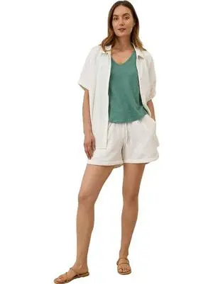 PACT Curved Hem Organic Cotton Gauze Shorts - Sea Salt