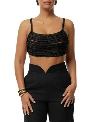 JLUXLABEL Braided Crop Top - Black
