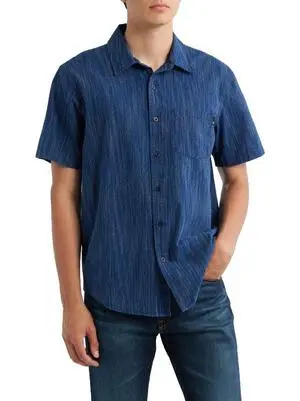 Ag Wesley Stripe Relaxed Fit Short Sleeve Button-up Shirt - Palmilla