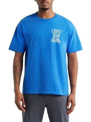 Obey Worldwide Records Graphic T-shirt - Pigment Electric Indigo