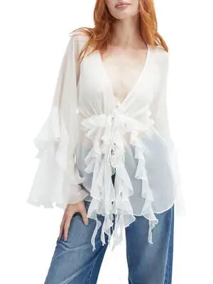 Bardot Rosalo Ruffle Top - Orchid White