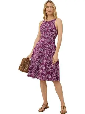 PACT Organic Cotton Fit & Flare Twist Back Dress - Looking Glass Floral Sangria