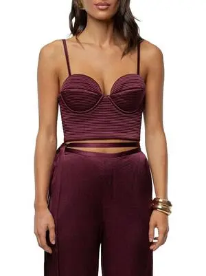 JLUXLABEL Textured Bustier Top - Dark Red