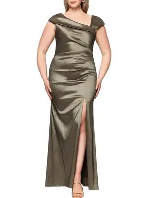 alex evenings stretch taffeta dress Alex Evenings Stretch Taffeta Sleeveless Gown with V-Neckline Dark Navy / 18 main image 1