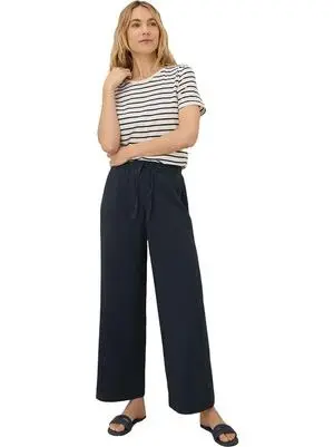PACT Organic Cotton Poplin Wide Leg Trousers - Midnight Blue