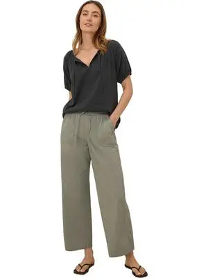 PACT Organic Cotton Poplin Wide Leg Trousers - Shadow