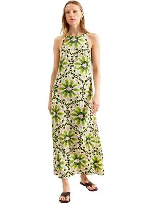 RO&ZO Sleeveless Printed Maxi Dress - Green Mosaic
