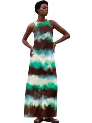RO&ZO Sleeveless Printed Maxi Dress - Green Watercolour