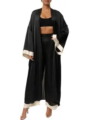 JLUXLABEL Nola Satin Maxi Duster Black