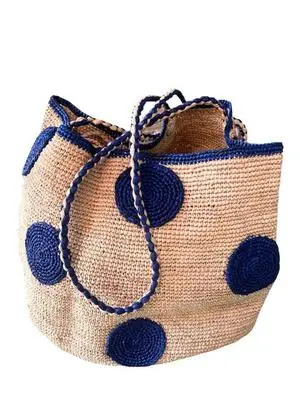 ZANATANY CONCEPTS Biscotty Raffia Tote Bag - Blue