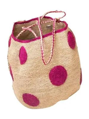 ZANATANY CONCEPTS Biscotty Raffia Tote Bag - Fushia