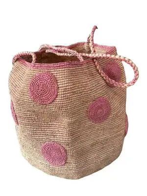 ZANATANY CONCEPTS Biscotty Raffia Tote Bag - Pink
