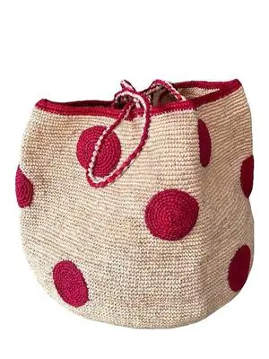 ZANATANY CONCEPTS Biscotty Raffia Tote Bag - Red
