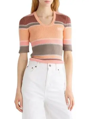 Chloé Stripe Cotton Rib Top - Orange Multi