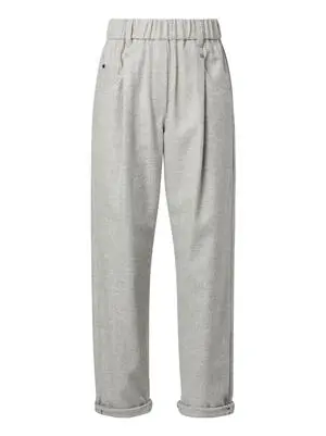 Brunello Cucinelli Cropped Wool And Cashmere Pants - Grey