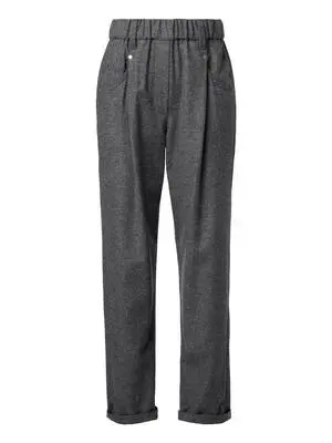 Brunello Cucinelli Cropped Wool And Cashmere Pants - Grey