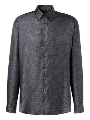 Giorgio Armani Chevron Silk Shirt - Grey