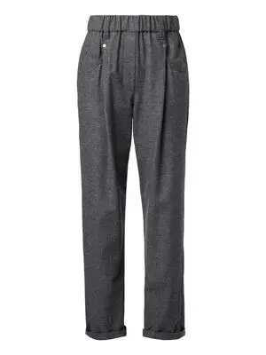 Brunello Cucinelli Cropped Wool And Cashmere Straight Pants - Grey