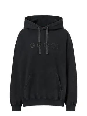 Gucci Cotton Jersey Logo Hoodie - Black