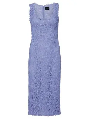 Etro Macramé Scalloped Midi Dress - Purple