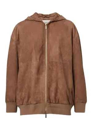 Max Mara Suede Zip-up Hoodie - Brown