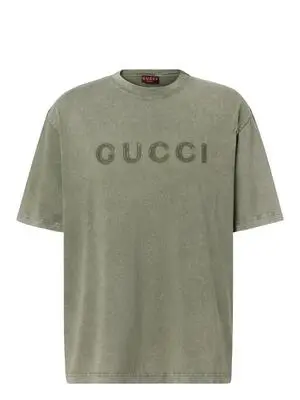 GUCCI Gucci Distressed Logo Cotton T-shirt
