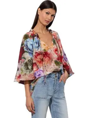 Alice + Olivia Norah Printed Peasant Blouse - Floral