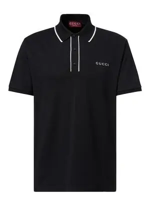 Gucci Logo Cotton-blend Pique Polo Shirt - Black