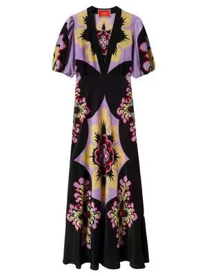 La DoubleJ Floral-print Flared Dress - Purple