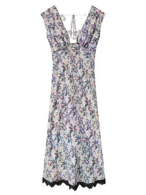 La DoubleJ Luna Floral-print V-neck Midi Dress - Pink