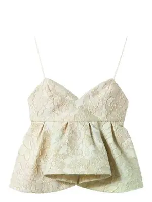 La DoubleJ Floral-lace Peplum Top - Neutrals