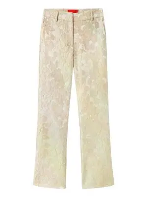 La DoubleJ Floral-jacquard Trousers - Neutrals