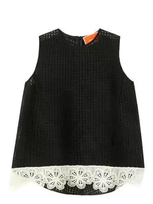 La DoubleJ La Scala Lace-hem Sleeveless Top - Black