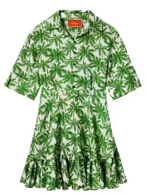 La DoubleJ San Pietro Palm-print Mini Dress - Green